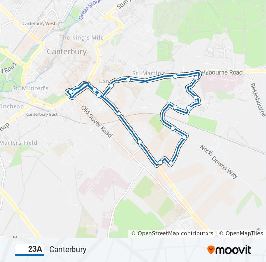 23a Route: Schedules, Stops & Maps - Canterbury (Updated)