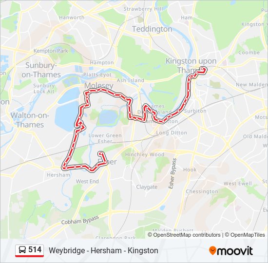 514 Route: Schedules, Stops & Maps - Esher (Updated)