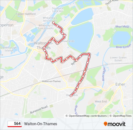 564 Route: Schedules, Stops & Maps - Walton-On-Thames (Updated)