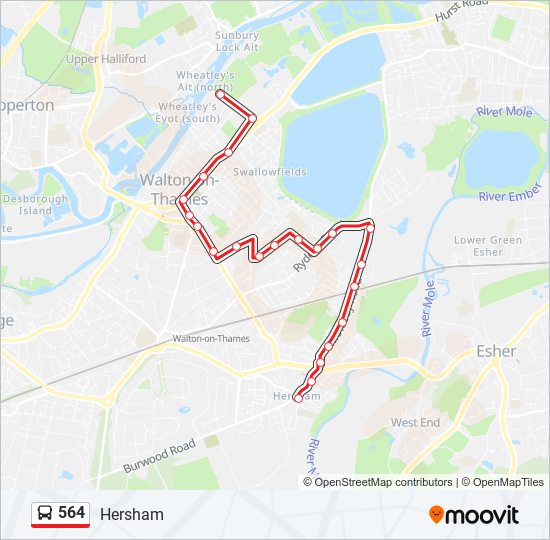 564 Route: Schedules, Stops & Maps - Hersham (Updated)
