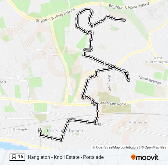 16 Route: Schedules, Stops & Maps - Portslade-By-Sea (Updated)