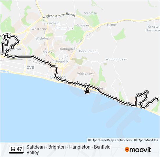 47 Route: Schedules, Stops & Maps - East Saltdean (Updated)