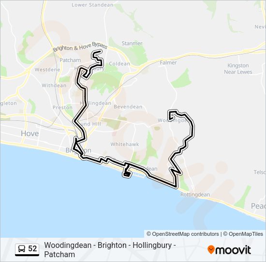 52 Route: Schedules, Stops & Maps - Hollingbury (Updated)