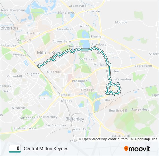 8 Route: Schedules, Stops & Maps - Central Milton Keynes (Updated)