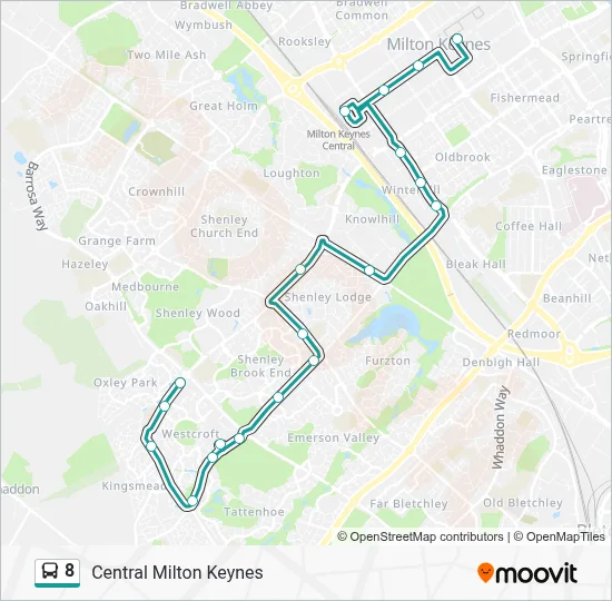 8 Route: Schedules, Stops & Maps - Central Milton Keynes (Updated)