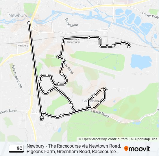 9c Route: Schedules, Stops & Maps - Newbury Racecourse (Updated)