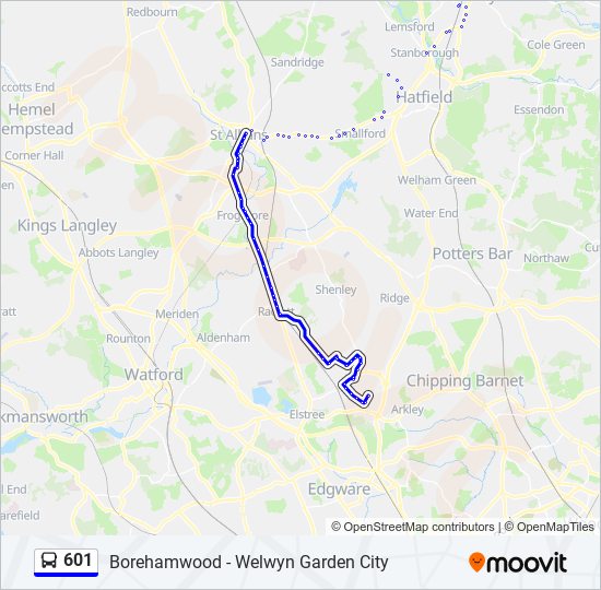 601 Route: Schedules, Stops & Maps - Borehamwood (Updated)