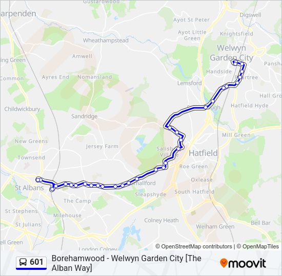 601 Route: Schedules, Stops & Maps - St Albans (Updated)