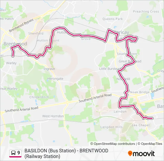 9 Route: Schedules, Stops & Maps - Basildon Town Centre (Updated)