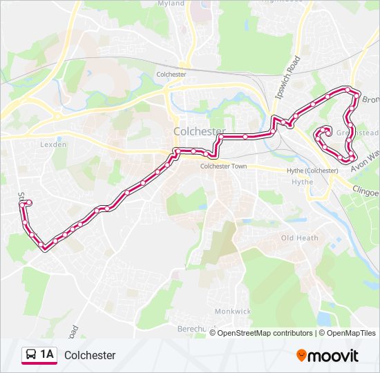 1a Route: Schedules, Stops & Maps - Colchester (Updated)