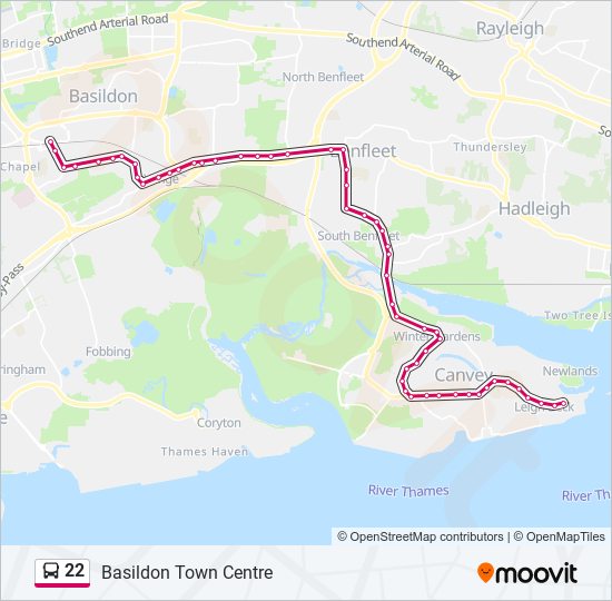 22 Route: Schedules, Stops & Maps - Basildon Town Centre (Updated)