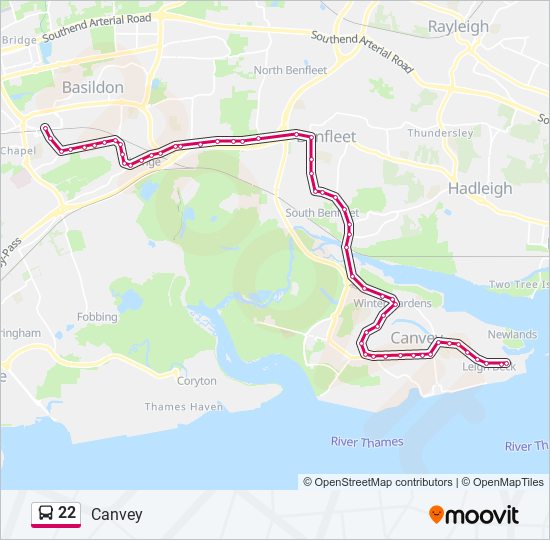 22 Route: Schedules, Stops & Maps - Canvey (Updated)
