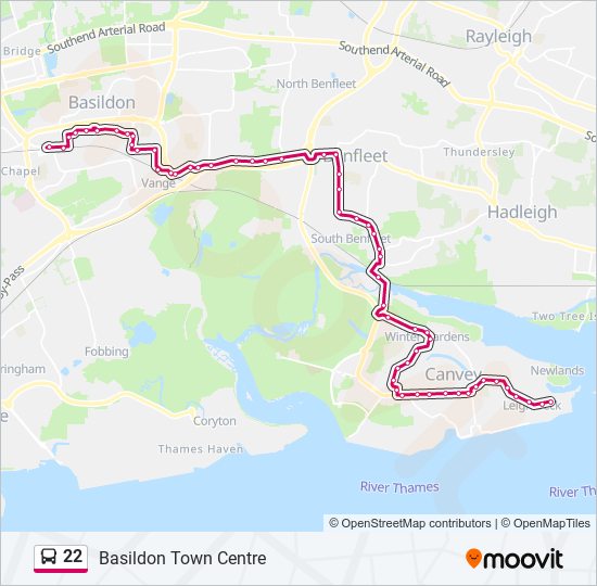 22 Route: Schedules, Stops & Maps - Basildon Town Centre (Updated)