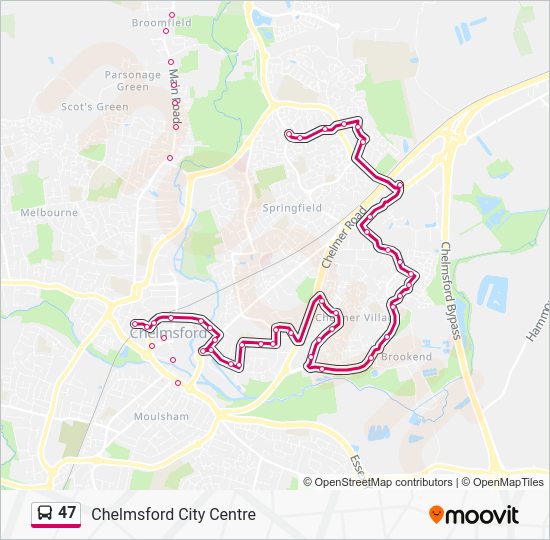 47 Route: Schedules, Stops & Maps - Chelmsford City Centre (Updated)