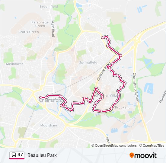 47 Route: Schedules, Stops & Maps - Beaulieu Park (Updated)