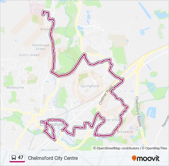 47 Route: Schedules, Stops & Maps - Chelmsford City Centre (Updated)