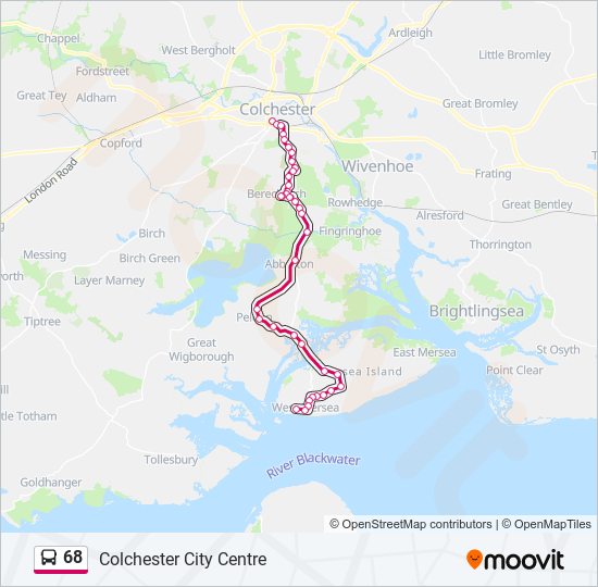 68 Route: Schedules, Stops & Maps - Colchester City Centre (Updated)