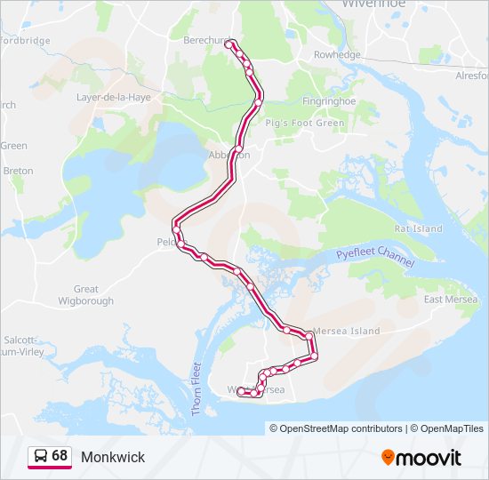 68 Route: Schedules, Stops & Maps - Monkwick (Updated)