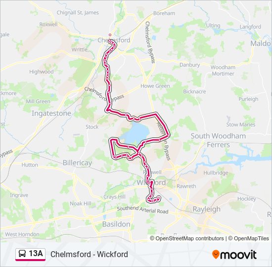 13a Route: Schedules, Stops & Maps - Wickford (Updated)