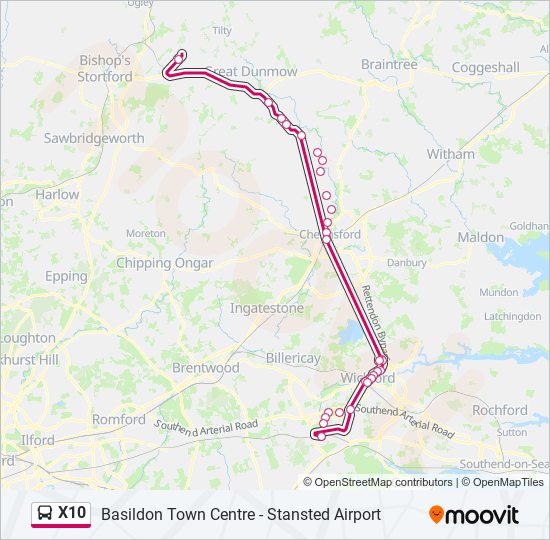 X10 Route Schedules Stops Maps Basildon Town Centre Updated x10-route-schedules-stops-maps-basildon-town-centre-updated
