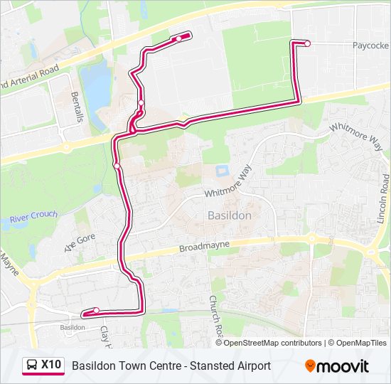 x10 Route: Schedules, Stops & Maps - Basildon Town Centre (Updated)