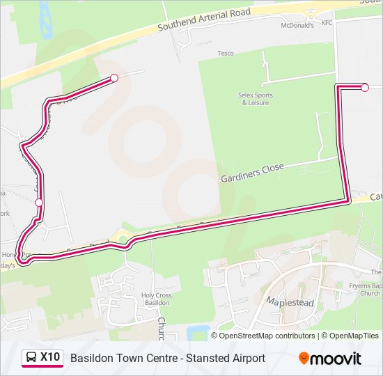 x10 Route: Schedules, Stops & Maps - Basildon (Updated)