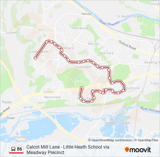 86 Route: Schedules, Stops & Maps - Calcot (Updated)