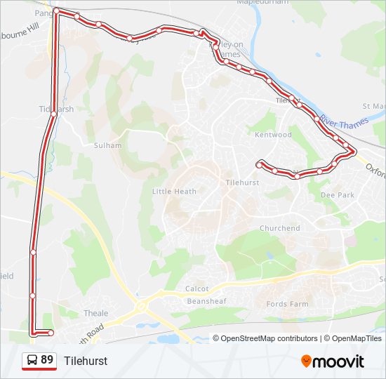 89 Route: Schedules, Stops & Maps - Tilehurst (Updated)