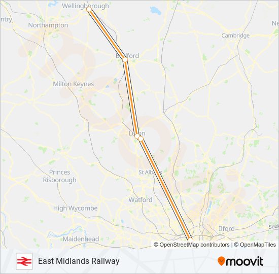 east midlands railway Route: Schedules, Stops & Maps - Wellingborough ...