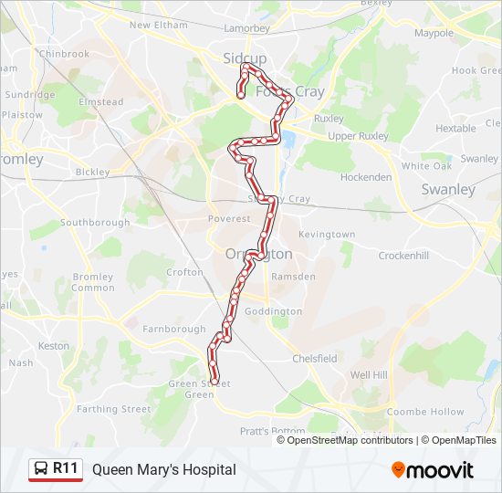 r11 Route: Schedules, Stops & Maps - Queen Mary's Hospital (Updated)