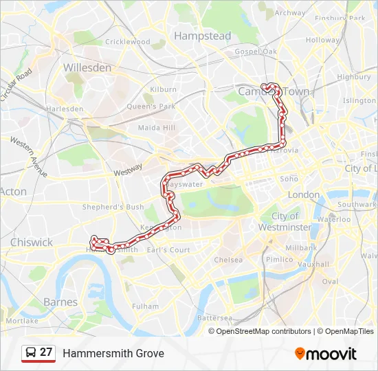 27 Route: Schedules, Stops & Maps - Hammersmith Grove (Updated)