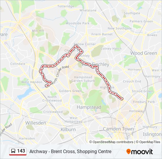 143 Route: Schedules, Stops & Maps - Brent Cross, Shopping Centre (Updated)