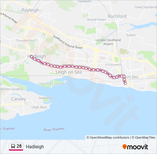 28 Route: Schedules, Stops & Maps - Hadleigh (Updated)