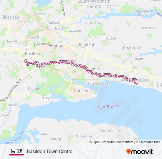 28 Route: Schedules, Stops & Maps - Basildon Town Centre (Updated)