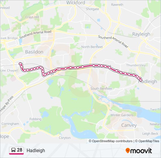28 Route: Schedules, Stops & Maps - Hadleigh (Updated)