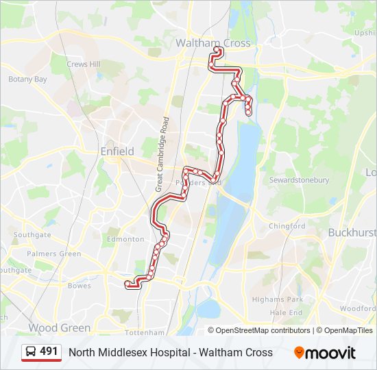 491 Route: Schedules, Stops & Maps - Waltham Cross (Updated)