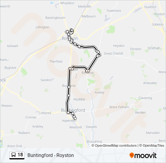 18 Route: Schedules, Stops & Maps - Buntingford (Updated)
