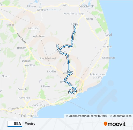 88a Route: Schedules, Stops & Maps - Eastry (Updated)
