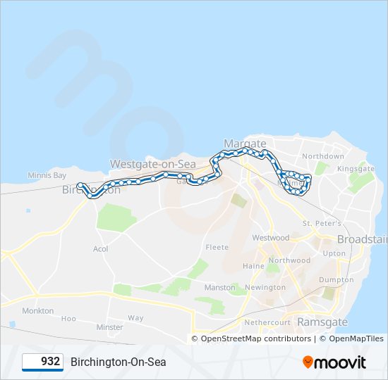 932 Route: Schedules, Stops & Maps - Birchington-On-Sea (Updated)