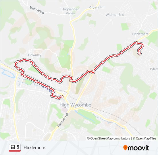 5 Route: Schedules, Stops & Maps - Hazlemere (Updated)