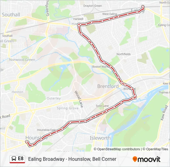 E8 Route: Schedules, Stops & Maps - Hounslow, Bell Corner (Updated)