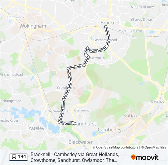 194 Route: Schedules, Stops & Maps - Sandhurst (Updated)