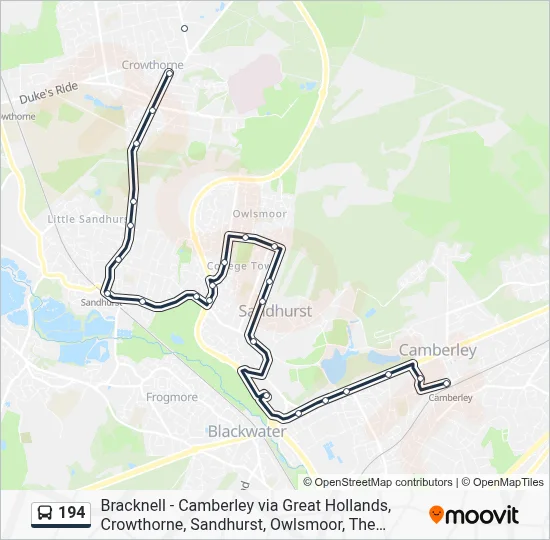 194 Route: Schedules, Stops & Maps - Camberley (Updated)