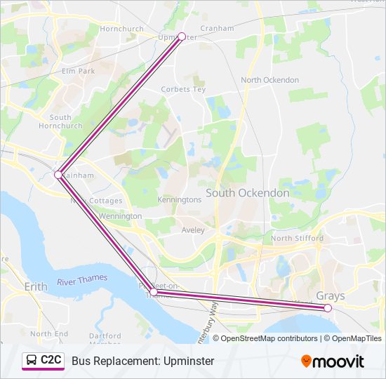 c2c Route: Schedules, Stops & Maps - Bus Replacement: Upminster (Updated)
