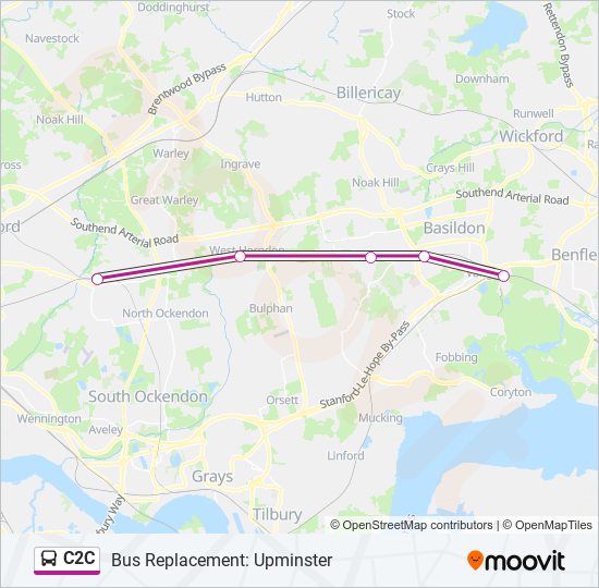c2c Route: Schedules, Stops & Maps - Bus Replacement: Upminster (Updated)
