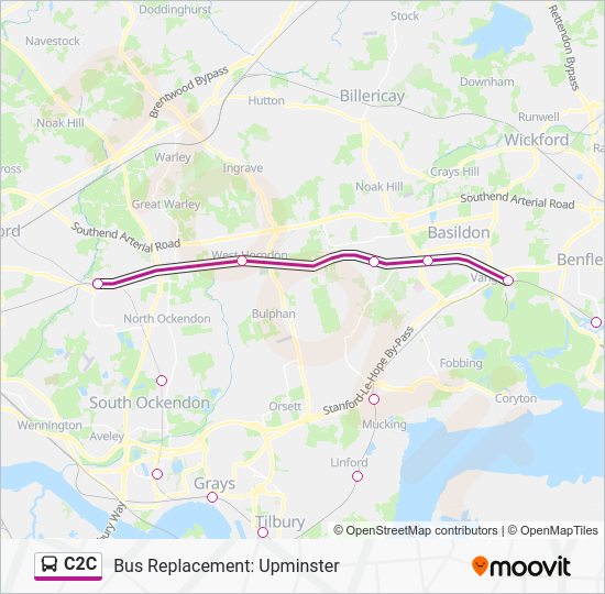 c2c Route: Schedules, Stops & Maps - Bus Replacement: Upminster (Updated)