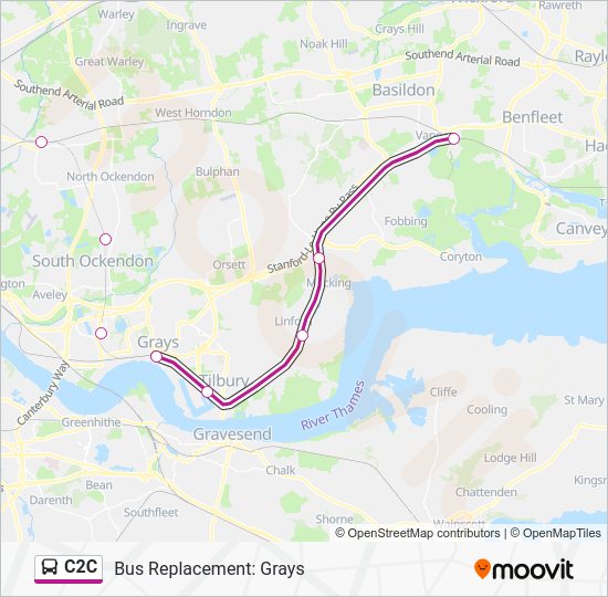 C2C Route: Schedules, Stops & Maps - Bus Replacement: Grays (Updated)