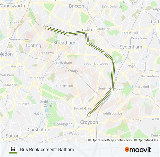 southern Route: Schedules, Stops & Maps - Bus Replacement: Balham (Updated)