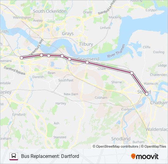 thameslink Route: Schedules, Stops & Maps - Bus Replacement: Dartford ...