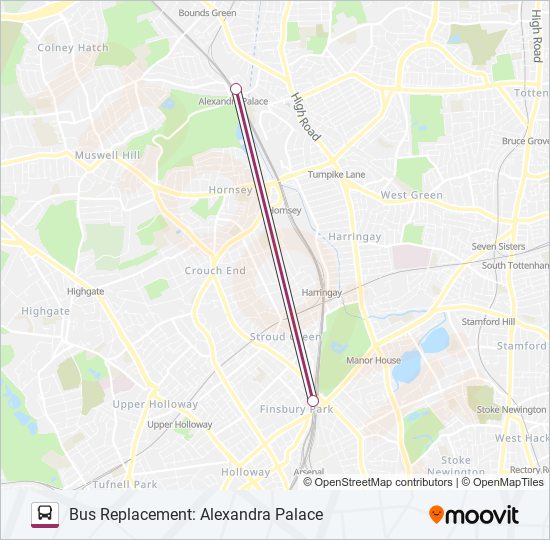thameslink Route: Schedules, Stops & Maps - Bus Replacement: Alexandra ...